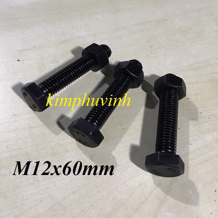 05 BỘ - 12x60mm BULONG THÉP ĐEN - BULON ĐEN 8.8 ( BULON + TÁN) | Shopee ...