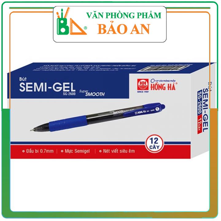 Hộp 12 Cây Bút Bi Hồng Hà Semi Gel SG 2600 Super Smooth ,Viết trơn đều ...