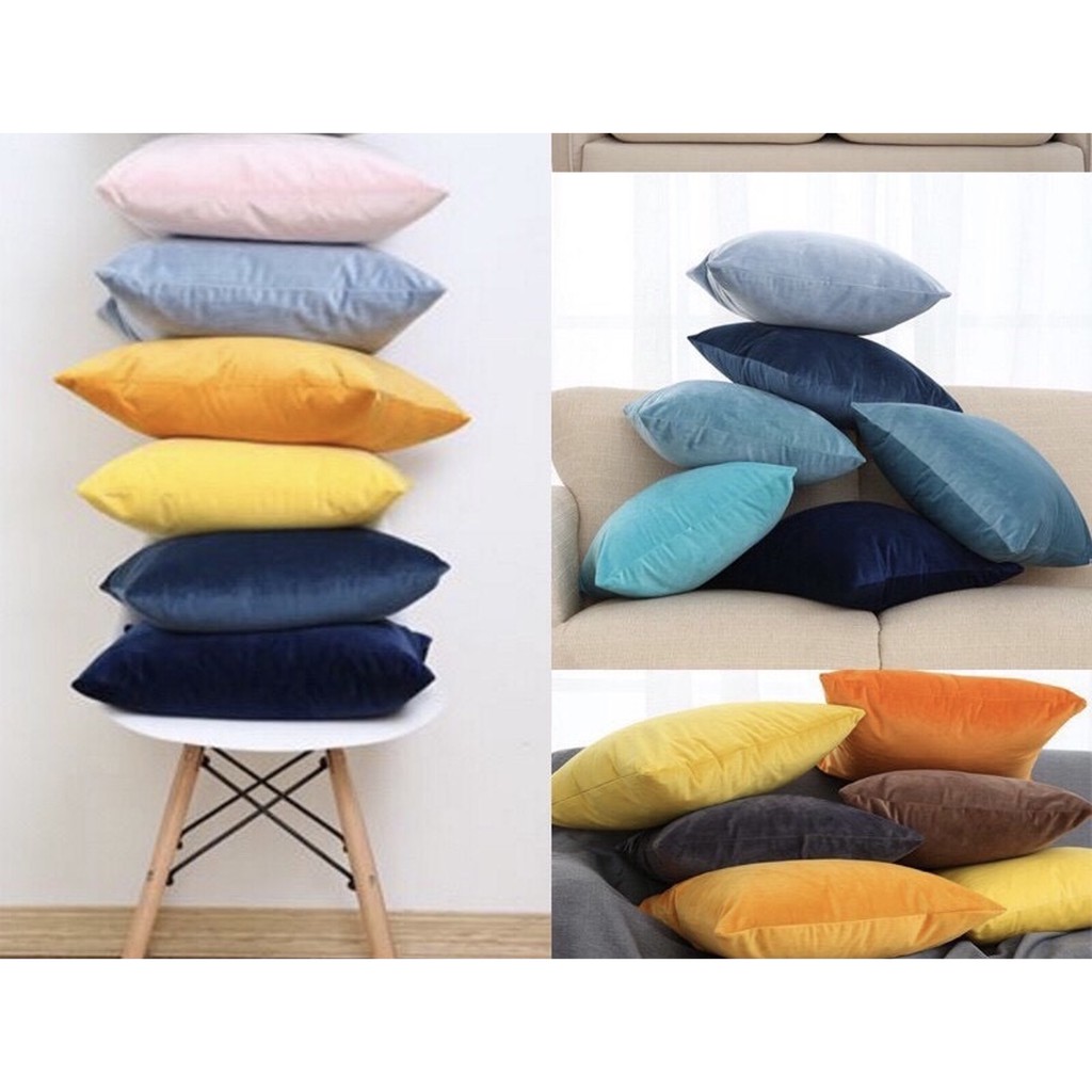 [ SIZE 30X50 / 45X45 CM ][ CHỈ VỎ ] Vỏ Gối Tựa Lưng VẢI NHUNG HÀN TRƠN ...