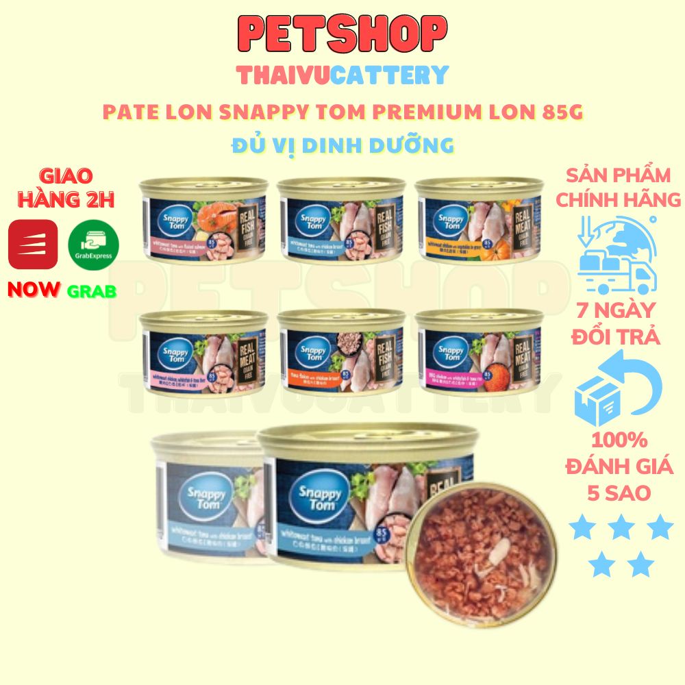 Pate lon Snappy Tom Premium lon 85g loại cao cấp nguyên thịt 100% phù ...