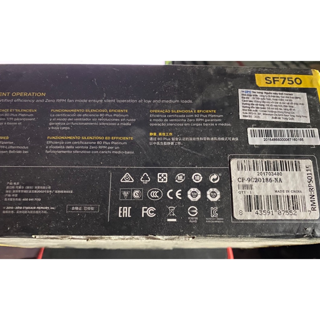 Nguồn máy tính SFX Corsair SF Series SF 750 750W 80 Plus platitnium ...