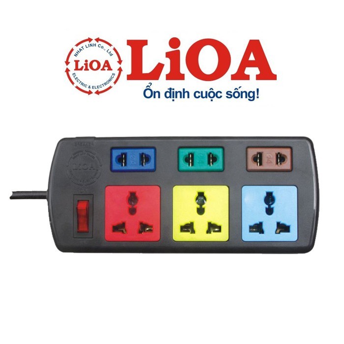Ổ cắm điện LIOA 6 lỗ có công tắc, dây dài 3m/5m 1000W | Shopee Việt Nam