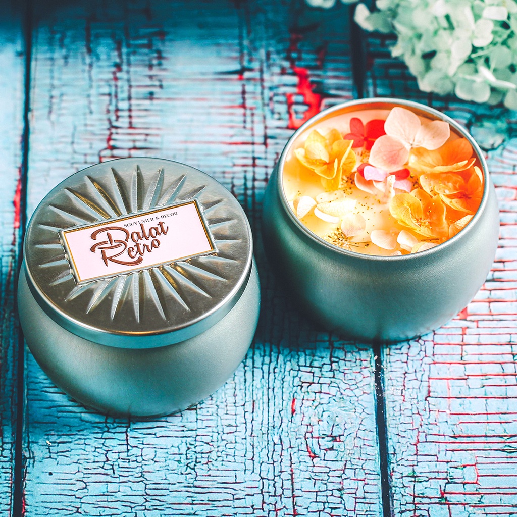 Nến thơm Dalat Retro, 120g, hộp, mẫu hộp thiếc hoa văn, hương seasalt ...