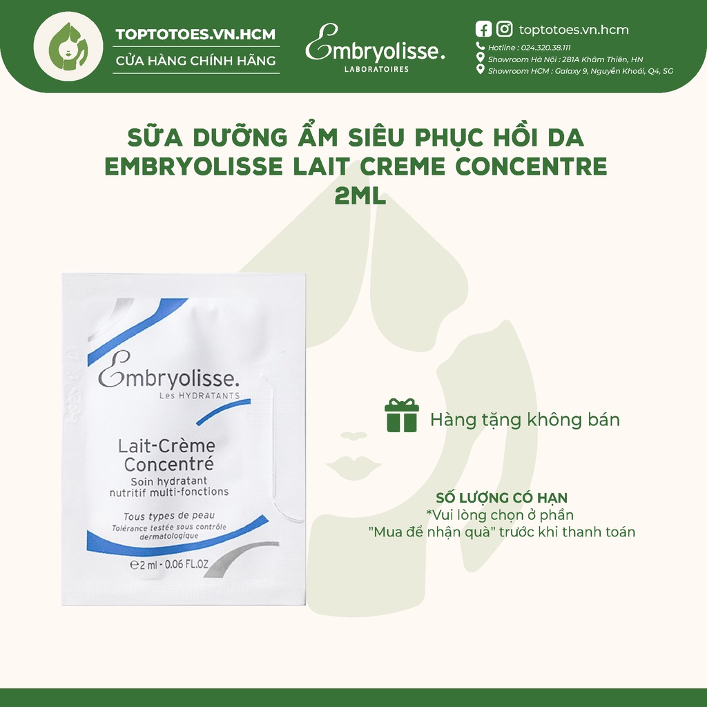 Sữa Dưỡng Ẩm Siêu Phục Hồi Da Embryolisse Lait Creme Concentre 2ml [QUÀ ...
