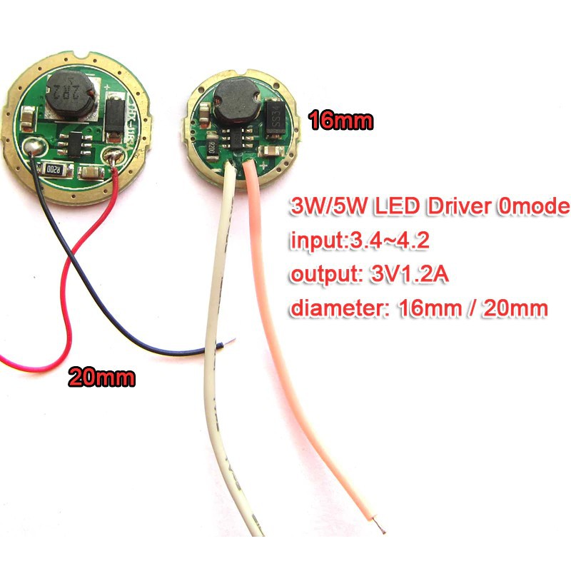 Đèn Pin 3w 5w 1.5v ~ 4.2v Đầu Ra 3v 1.2a 20mm / 16mm Cho Cree 3w Xpe R3 ...