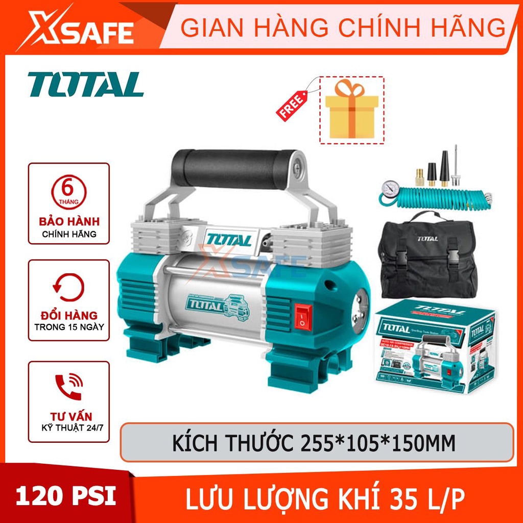 Máy bơm hơi lốp xe ô tô TOTAL TTAC2506 Bơm hơi di động mini áp suất tối ...