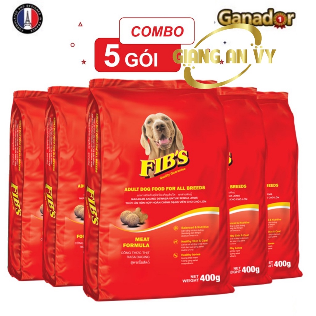 Combo 5 gói 400g Fib's - thức ăn chó trưởng thành ( SIÊU TIẾT KIỆM ...