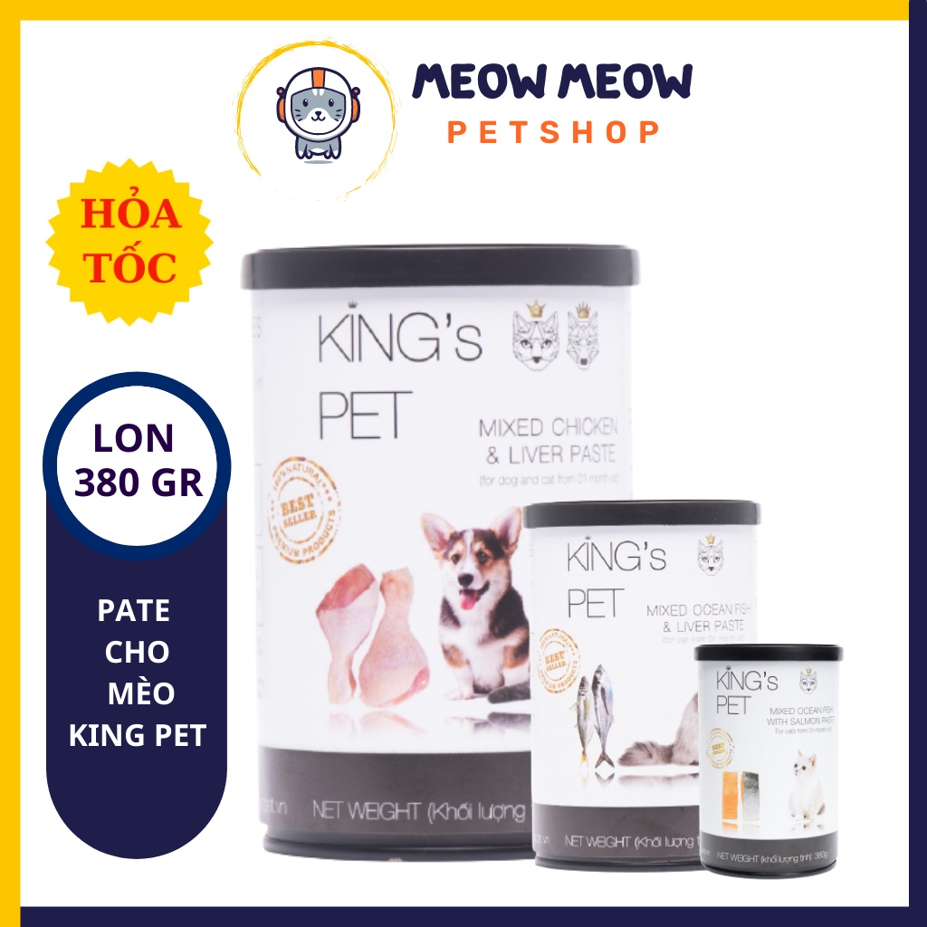 Pate cho mèo Kingpet 3 vị bổ dưỡng | Lon 380Gr | Pate dinh dưỡng dành ...