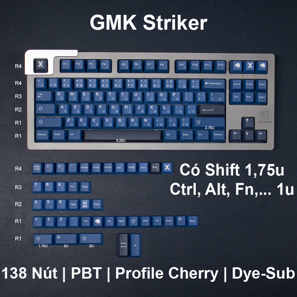 Keycap GMK Profile Cherry, XDA nhựa PBT cao cấp in Dye Sub sắc nét, chất lượng cao keycap đẹp ...