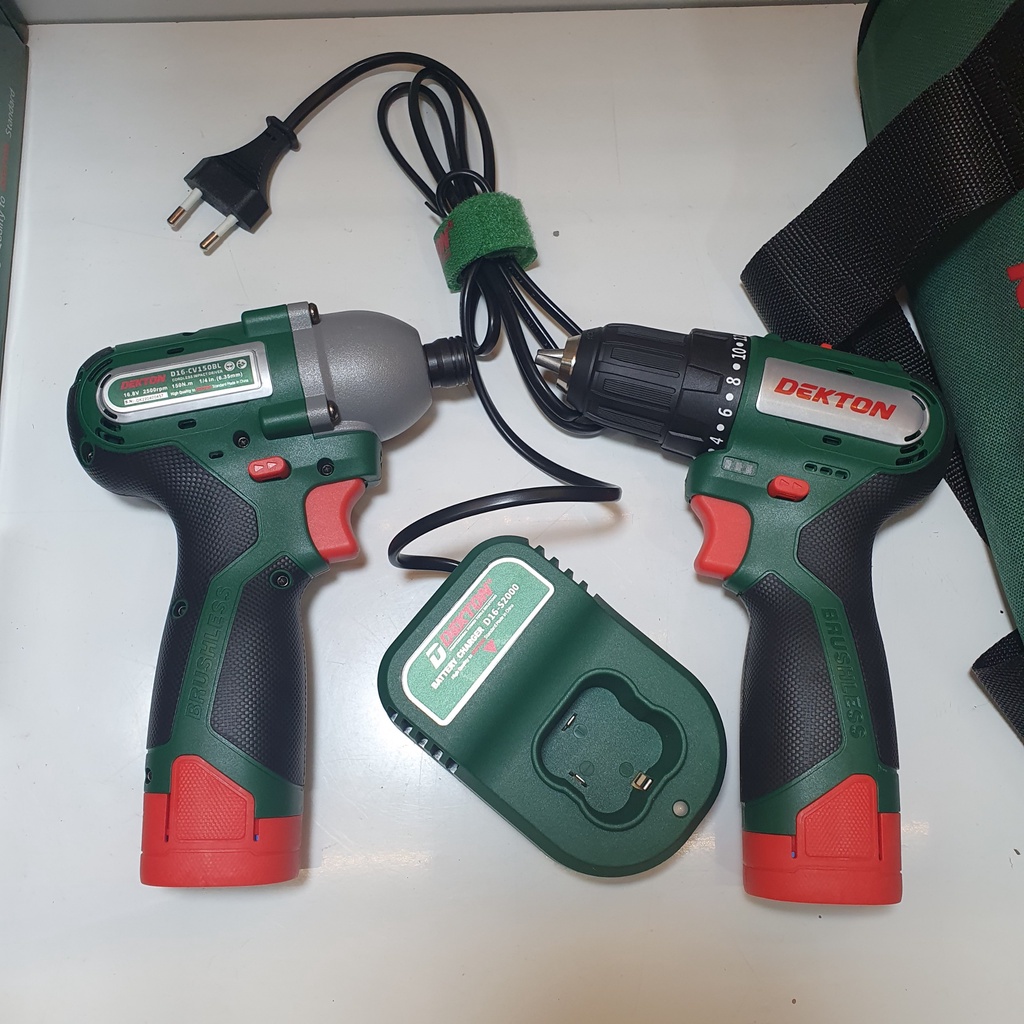 Combo máy khoan và máy siết vít Dekton D16-MK10BL dùng pin 16.8V (tặng túi,mũi vít) | Shopee ...