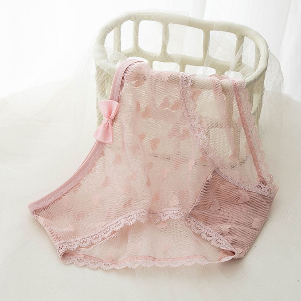 Quần lót nữ ren sexy cao cấp ôm dáng họa tiết trái tim đính nơ gợi cảm ...