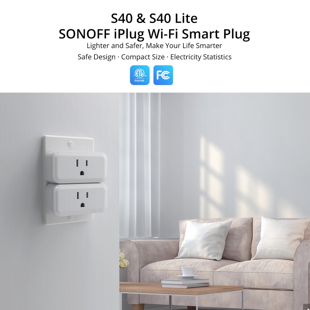 Ổ cắm điện thông minh SONOFF S40/ S40 Lite US 15A kết nối Bluetooth Google điều khiển từ xa ...