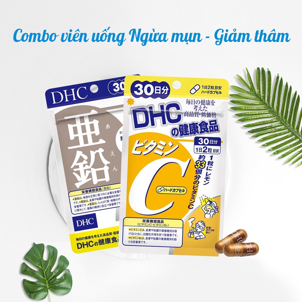 lô hàng nhanh Combo NGỪA MỤN - GIẢM THÂM DHC Nhật Bản gồm viên uống kẽm và viên uống vitamin C ...