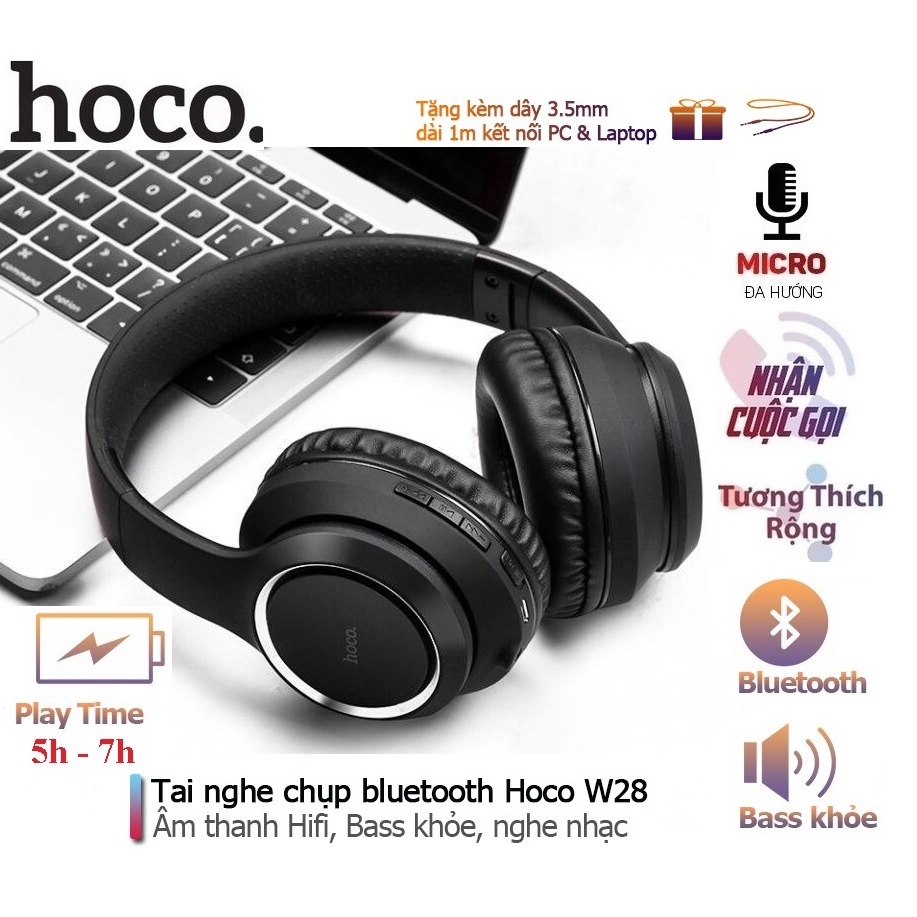 Tai Nghe Chụp Tai Bluetooth HOCO W28 - Dung Lượng Pin 250mAh Âm thanh ...