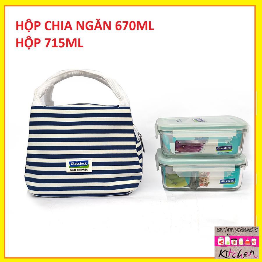Set 2 hộp cơm đựng cơm 715ml, hộp chia ngăn 670ml kèm túi giữ nhiệt GLASSLOCK | Shopee Việt Nam