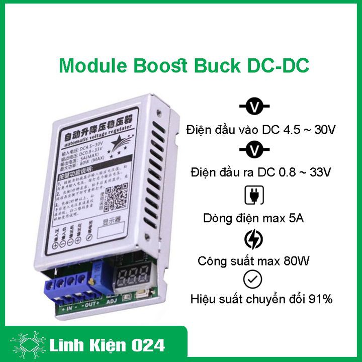 Module Boost Buck DC-DC Vin 4.5V-30VDC Vout 0.8V-33VDC 5A 80W | Shopee ...