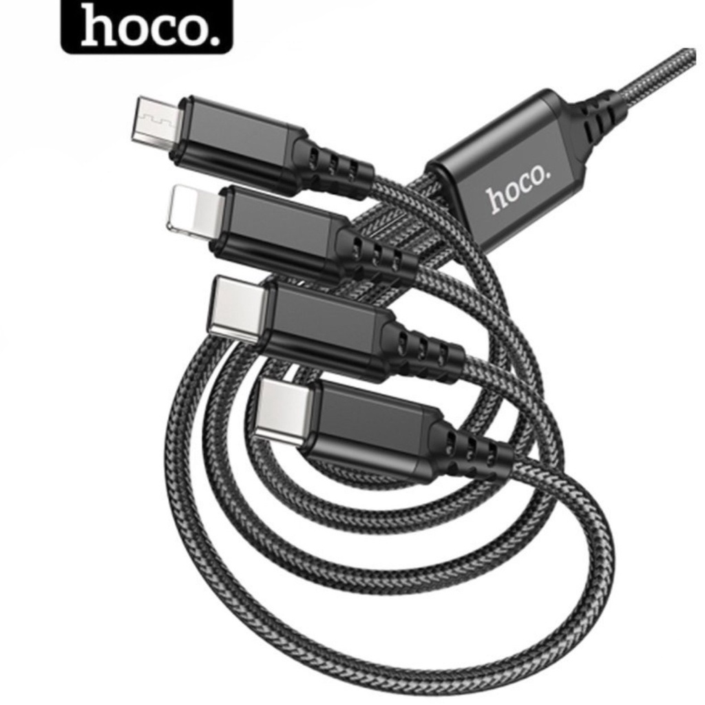 Dây sạc 3 in 1 chính hãng Hoco - Cáp bọc dù 3 đầu đa năng sạc nhiều ...