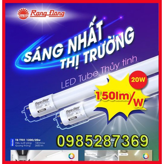 Bóng đèn LED tube (tuýp) thủy tinh Rạng Đông T8 20W 1.2m 120cm ; 10W 0.6m 60cm | Shopee Việt Nam