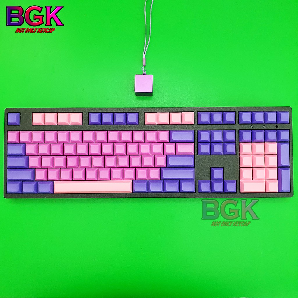 Bộ Keycap PBT DSA MIAMi Pink and Purple chuẩn Ansi 108 nút Blank Trống ...