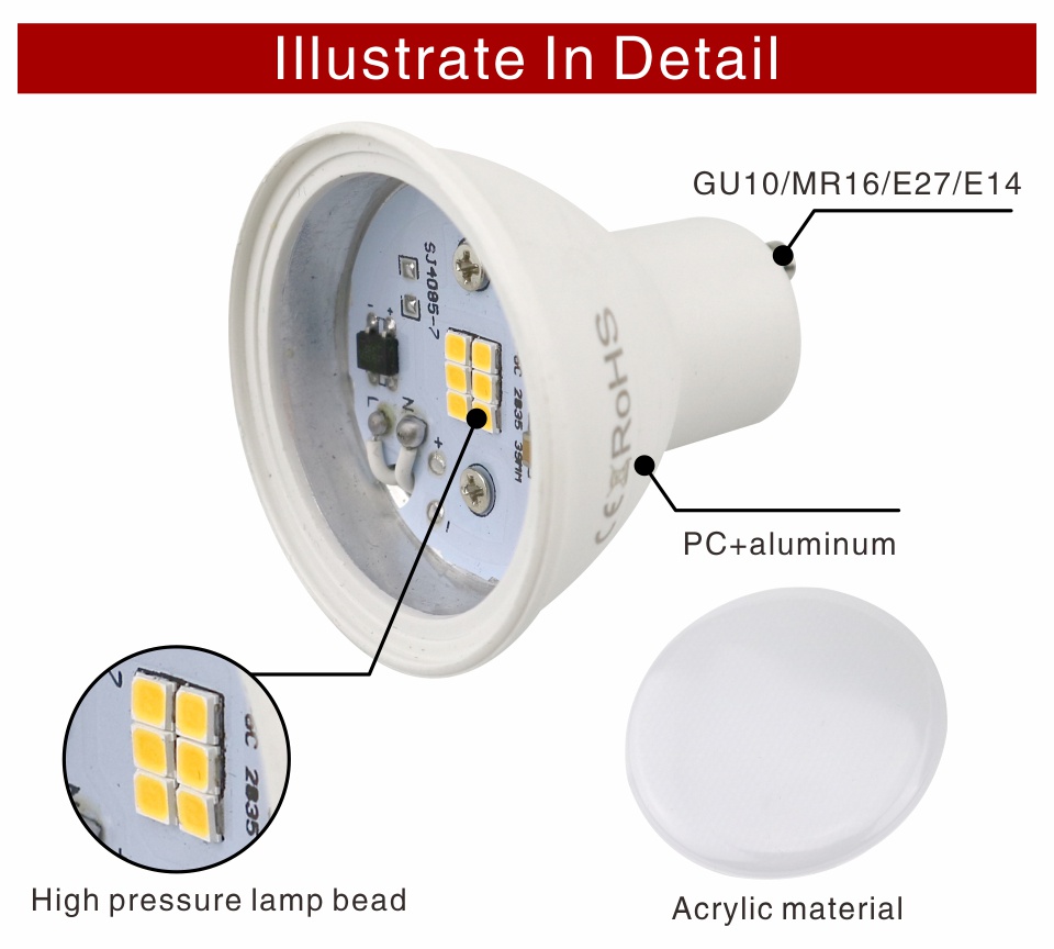 Chip Đèn LED COB 2835SMD MR16 GU10 E27 E14 6W Watt 220V Ánh Sáng Trắng Ấm / Lạnh 2435Smd ...