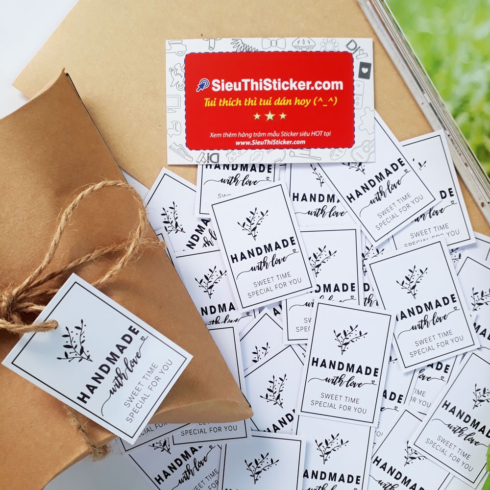 Tem và Thẻ treo(không kèm dây) Handmade With Love Sweet Time Special ...