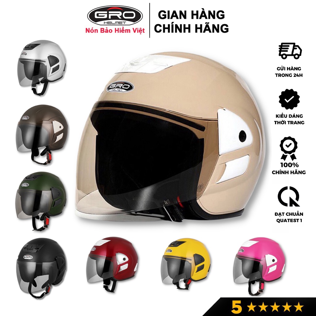 Nón bảo hiểm xe máy 3/4 cao cấp GRO HELMET V0 thời trang, màu sắc trẻ ...