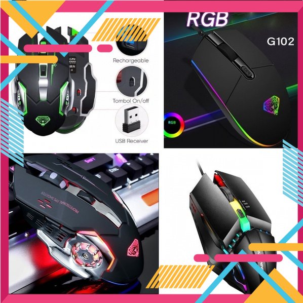 [5 ️][FREESHIP] CHUỘT GAMING DIVIPARD G502, G102, OP-20, OP-40 LED RGB, KHÔNG DÂY Q3 PIN SẠC ...