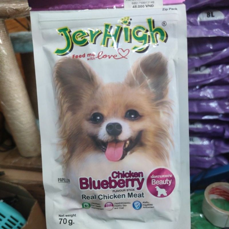 snack Jerhigh chicken blueberry 70g ( bánh thưởng jerhigh cho chó vị gà ...