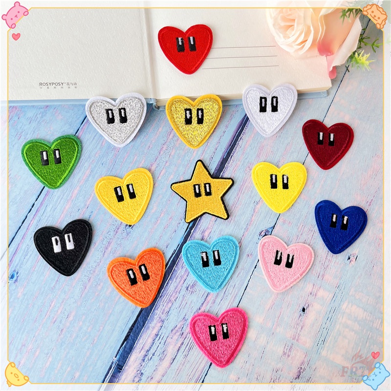 Sticker Ủi Thêu Hình Trái Tim Và Ngôi Sao Nhiều Màu Sắc ♚ 1 Miếng Dán ...