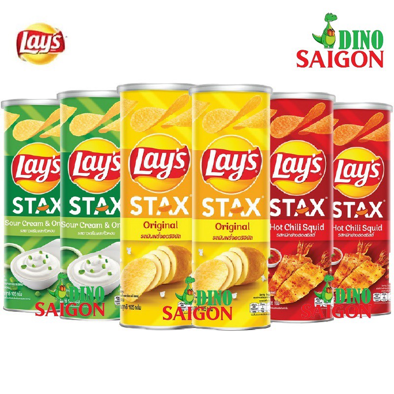 Combo 6 Hộp Snack Khoai Tây Lay's Stax Thái Lan 105g Mix 3 Vị Kem Chua ...