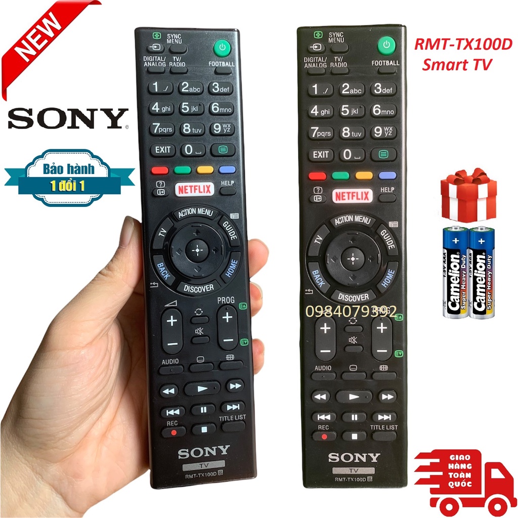 Điều khiển tivi Sony Smart RMT-TX100D NETFLIX Internet các dòng tivi sony có mạng Smart LED LCD ...