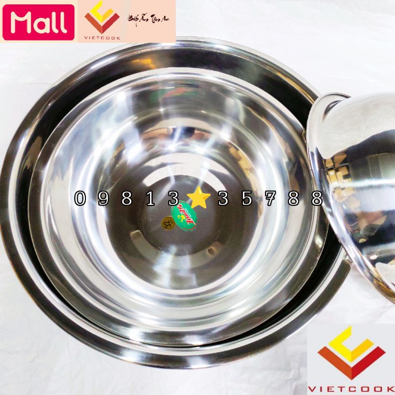 Thau chậu inox INOVI ft VIETCOOK loại dày size 20, 22, 24, 26, 28, 30 ...