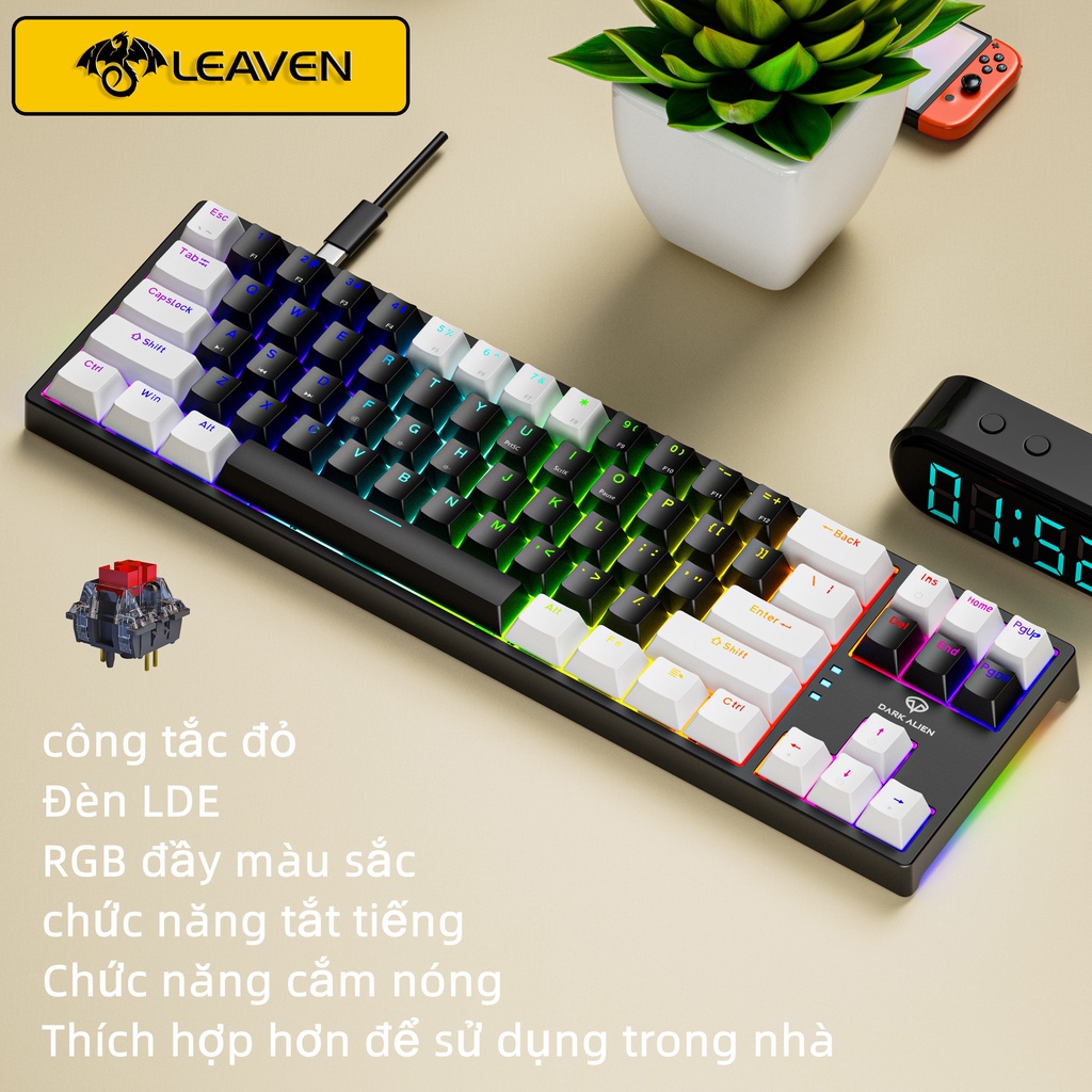 bàm phím cơ LED RGB LEAVEN K620 PRO Giao hàng trong ngày công tắc đỏ ...