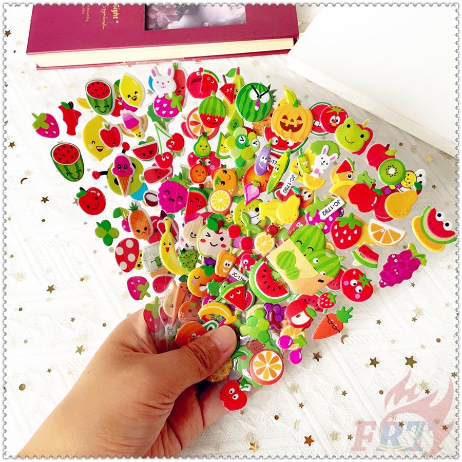 5Sheets Vegetable & Fruit Q-1 DIY Rewards Sticker 3D Puffy Bubble ...