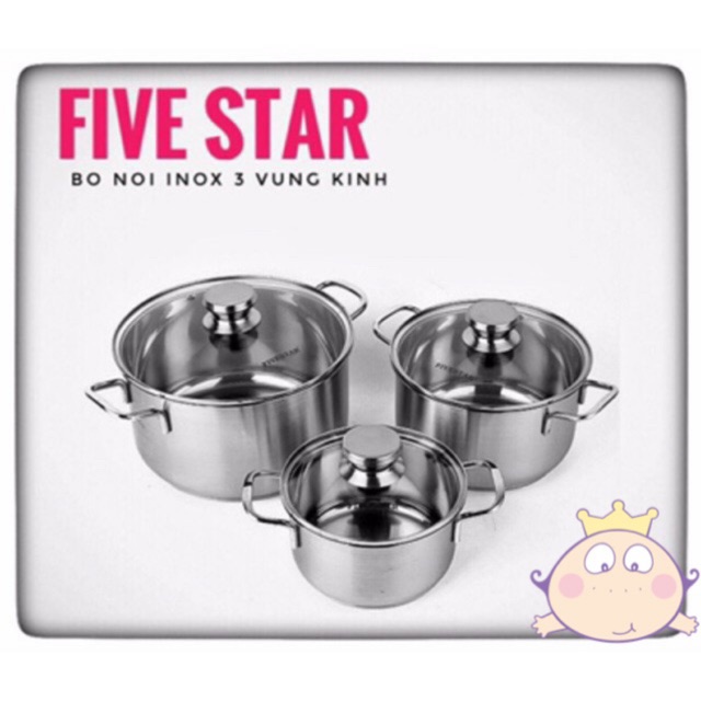 BỘ FIVESTAR 3 CHIẾC NẮP KÍNH đun từ và các loại bếp | Shopee Việt Nam