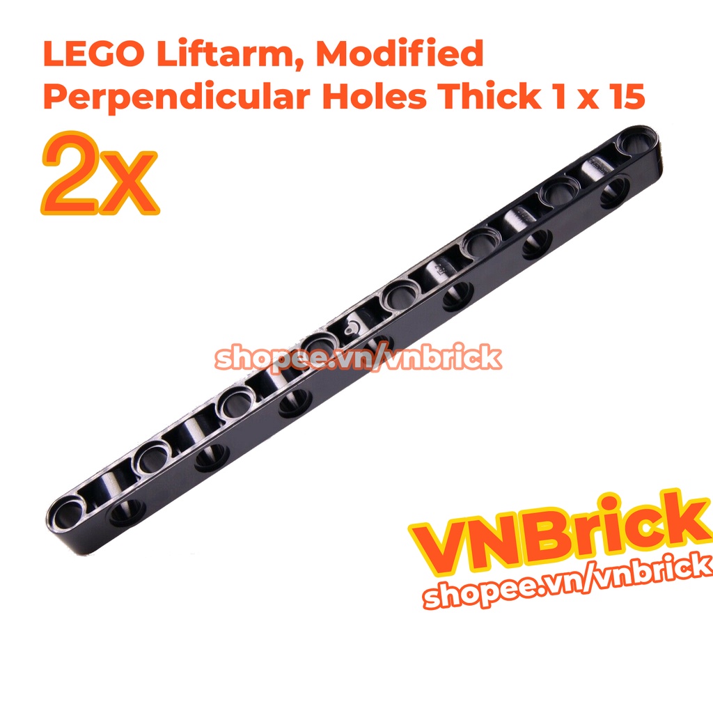[2 Cái] LEGO Technic Thanh Đòn 1x15 Với Lỗ Chốt Vuông Góc, Màu Đen ...