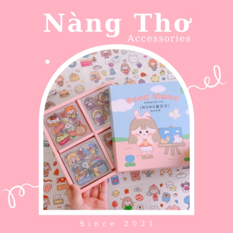 Sticker dán hình cô gái cute chống thấm nước By Nàng Thơ Accessories ...