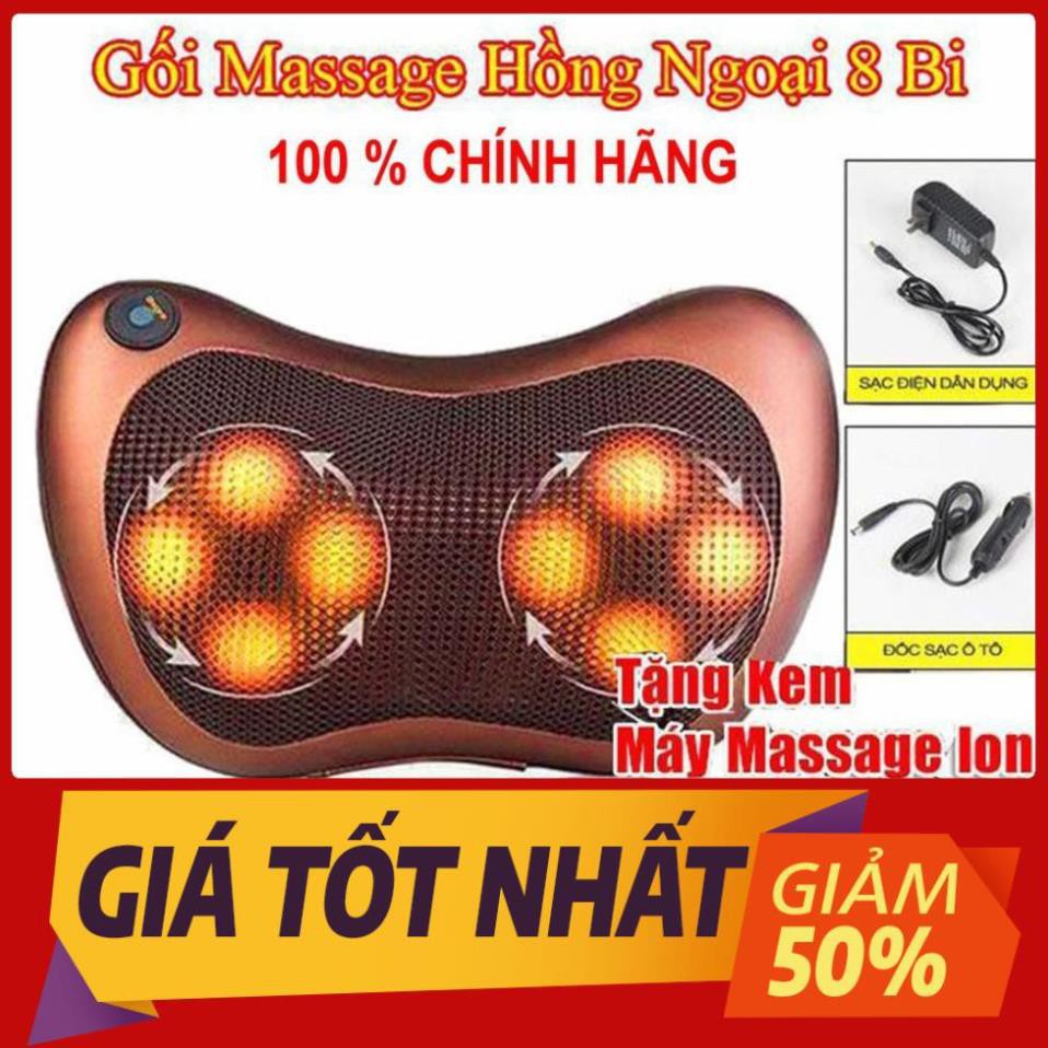 [ HÀNG CHÍNH HÃNG ] Gối massage hồng ngoại 8bi mát xa cổ vai gáy đa ...