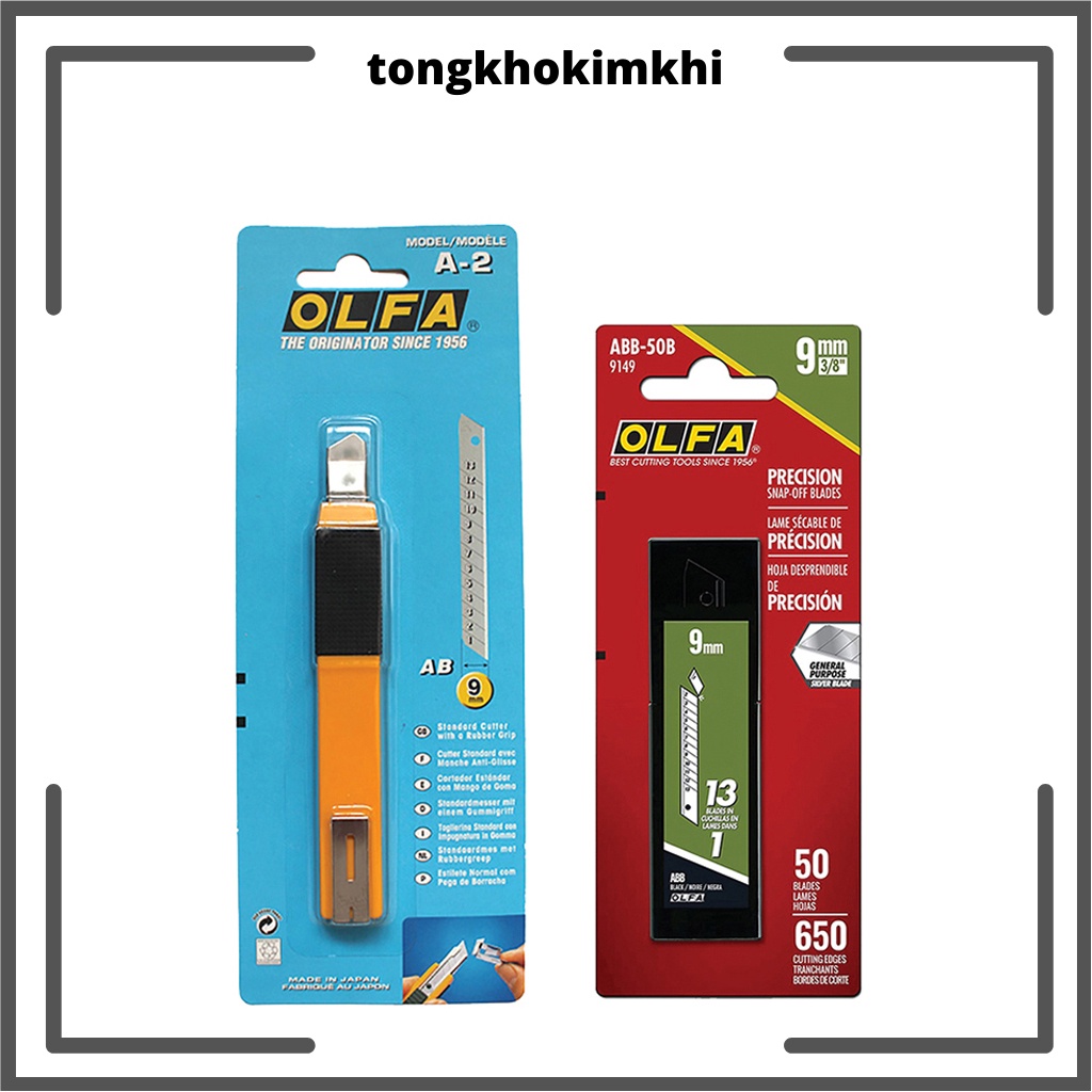 Combo Dao cắt cầm tay OLFA A-2 và Hộp lưỡi dao ABB-50 cắt bao bì, bìa cứng | Shopee Việt Nam