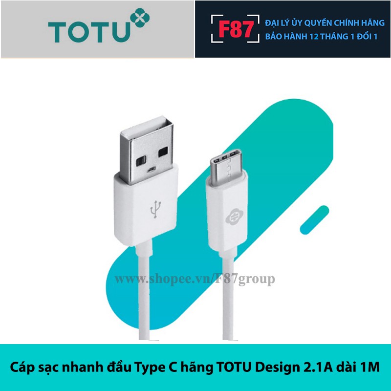 Cáp sạc nhanh đầu Type C hãng TOTU Design dòng 2.1A dài 1M | Shopee ...