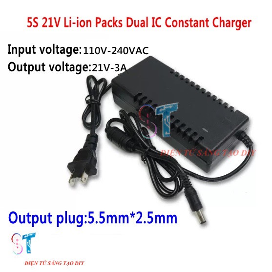 Adapter 21V 3A, Nguồn Sạc Pin 5S 18V-21V, Sạc Pin Máy Khoan Có đèn báo ...