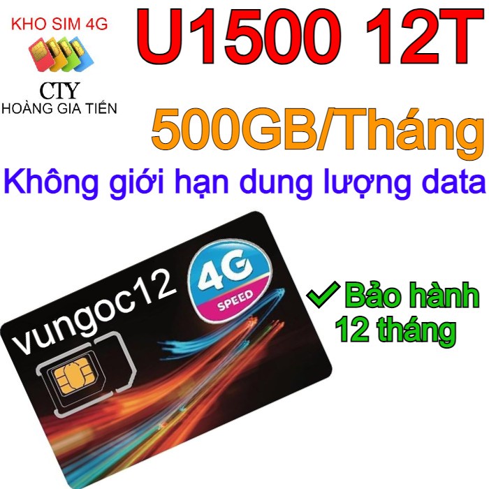 SIM 4G VINA U1500 KM 6000GB DATA XÀI THẢ GA MIỄN PHÍ 12 THÁNG | Shopee ...