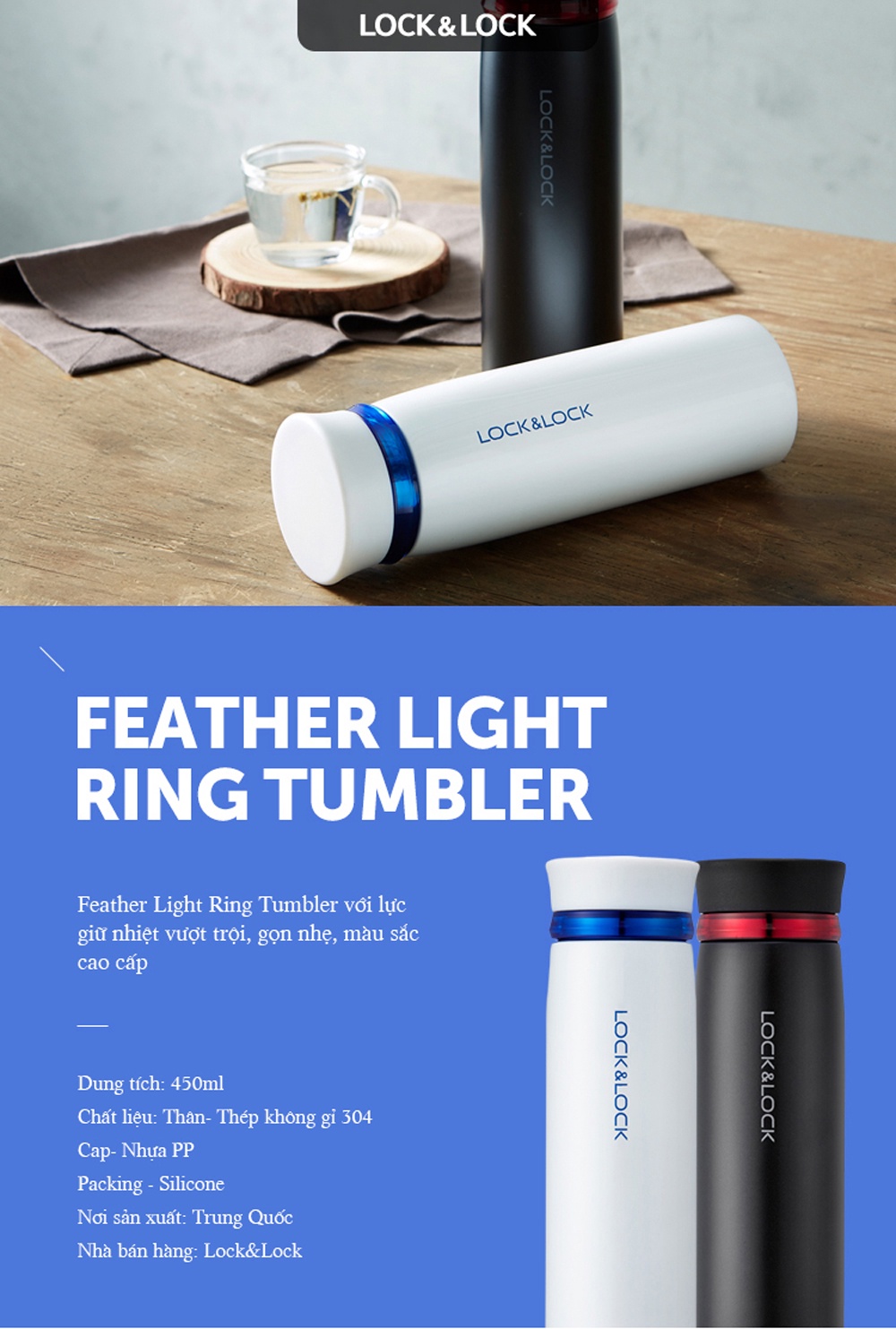 Bình giữ nhiệt LocknLock 450ml Feather Light LHC4131 - Hàng chính hãng ...
