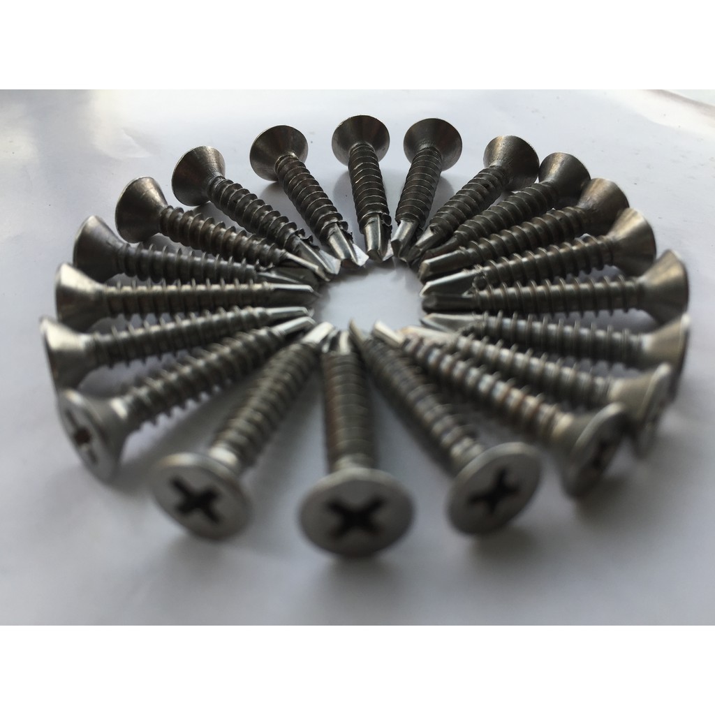 Vít tự khoan inox đầu bằng, Vít chìm inox 304 phi 4 các độ dài set ...