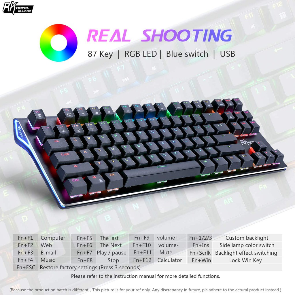 Bàn phím cơ RGB Royal Kludge RK G87 Tenkeyless Black Blue Switch I Bảo hành 12T | Shopee Việt Nam