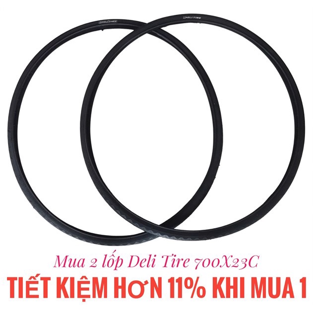 Bộ 2 Lốp xe đạp đường trường (phuộc) Deli Tire 700X23C (23-622 ...