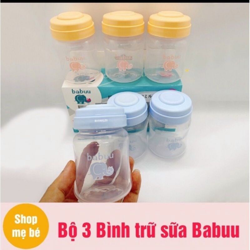 Bộ 3 Bình Trữ Sữa Babuu 120ml, Nắp Được Núm Ti Cổ Rộng | Shopee Việt Nam