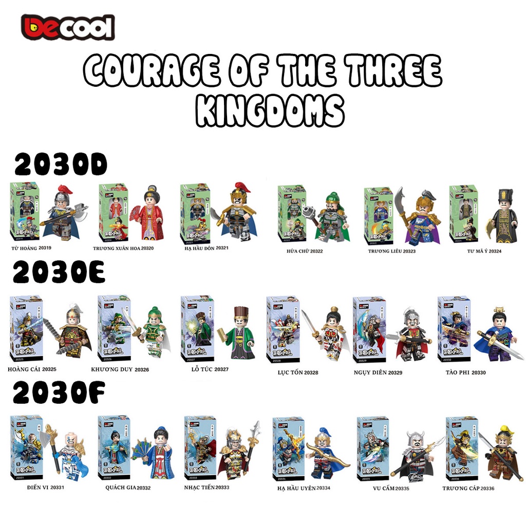 Đồ chơi lắp ráp Decool nhân vật tam quốc chí - bộ 2030d, 2030e, 2030f | Shopee Việt Nam