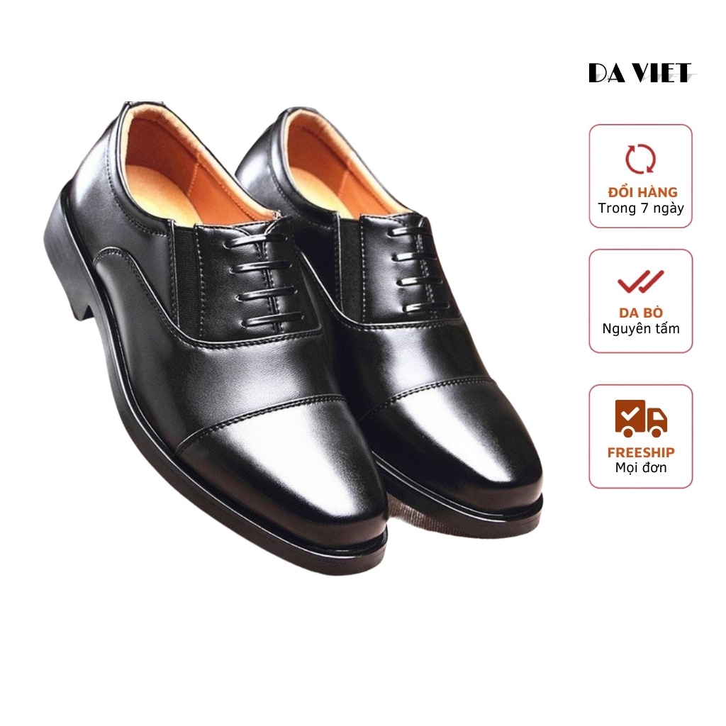 Giày nam trung niên công sở da bò nguyên tấm DAVIET đế cao su có khâu ...