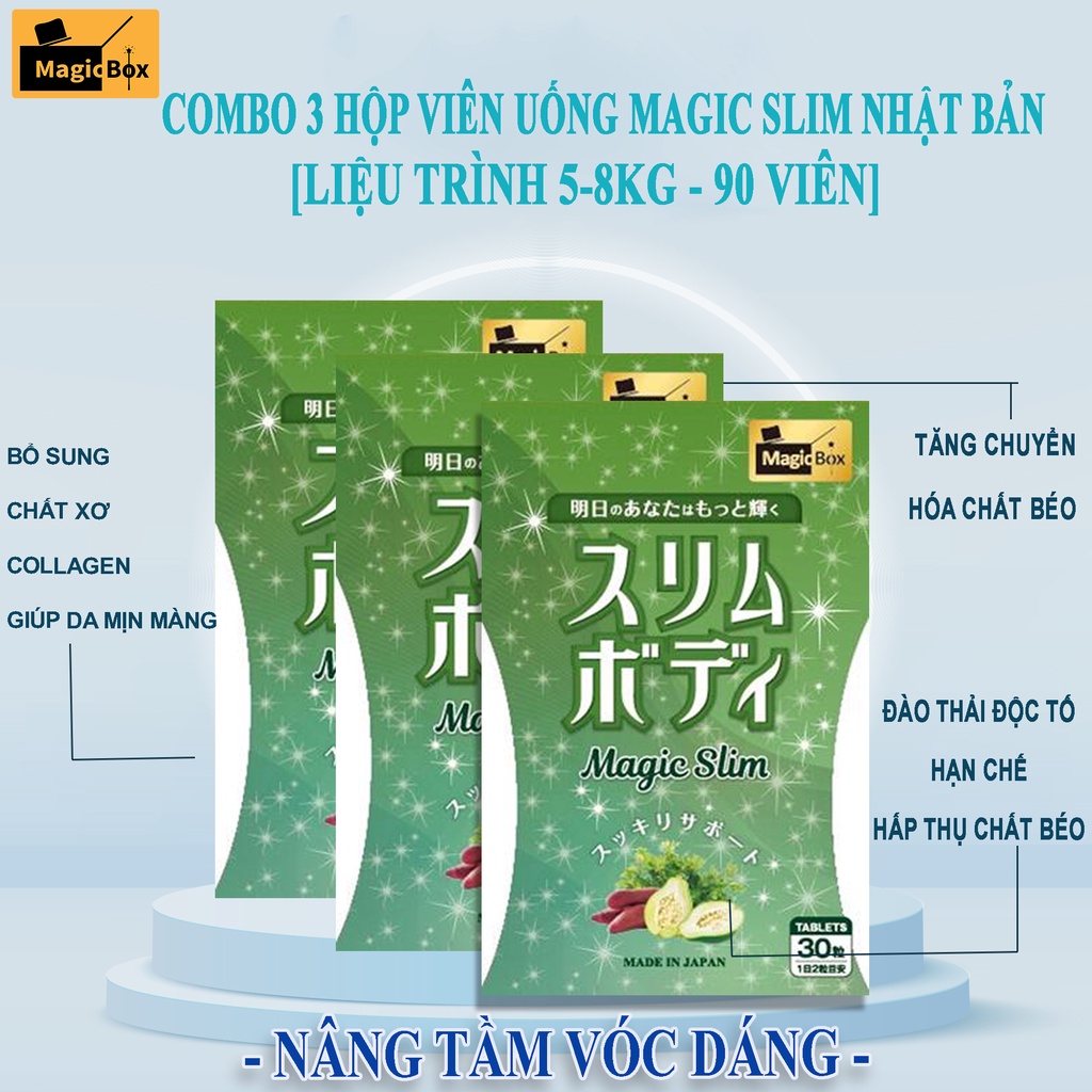 COMBO 3 HỘP VIÊN UỐNG MAGIC SLIM TẶNG 1 HỘP VIÊN UỐNG TRẮNG DA MAGIC ...